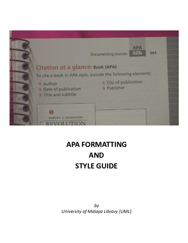 (PDF) APA FORMATTING AND STYLE GUIDE
