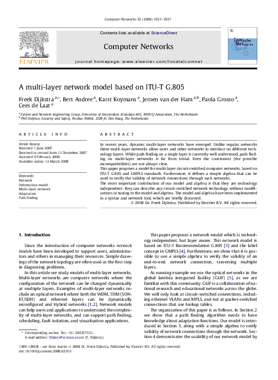 (PDF) A multi-layer network model based on ITU-T G. 805