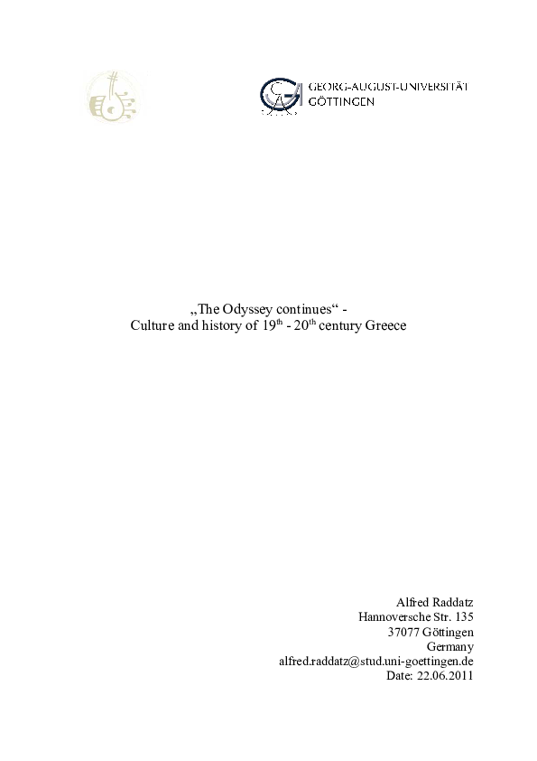 (PDF) "The Odyssey continues" - Culture and history of 19 th -20 th ...