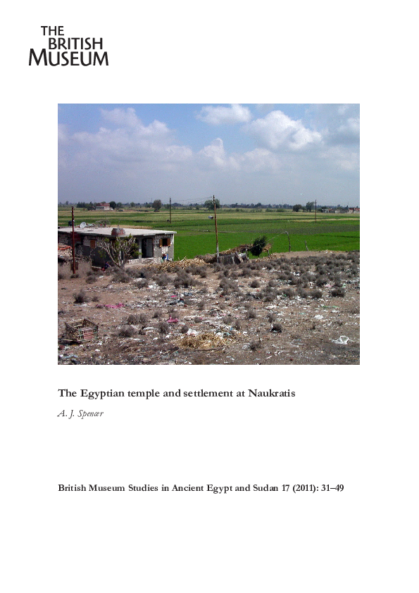 (PDF) The Egyptian temple and settlement at Naukratis