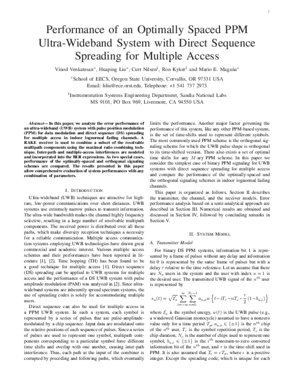 (PDF) Performance of an optimally spaced PPM ultra-wideband system with direct sequence ...
