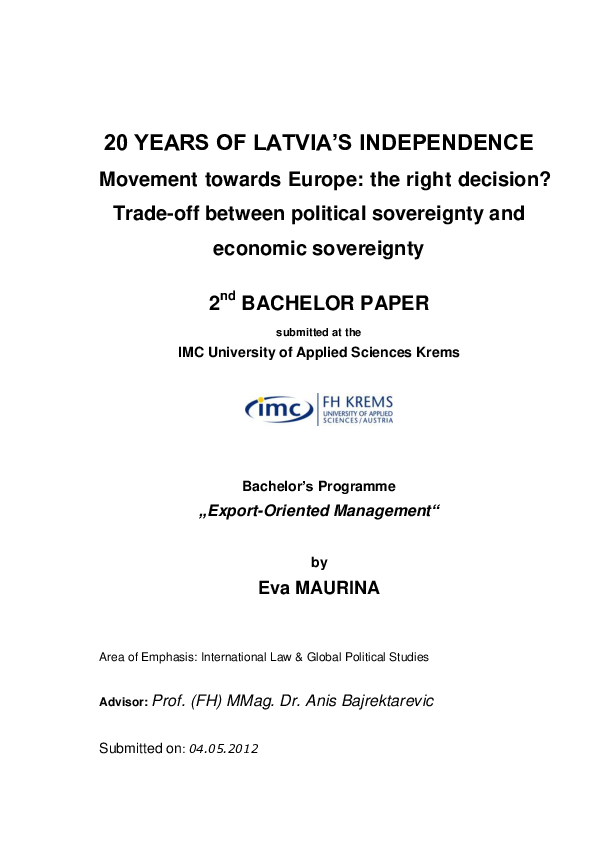 (PDF) 20 Years to Trade Economic Independence for Political Sovereignty ...