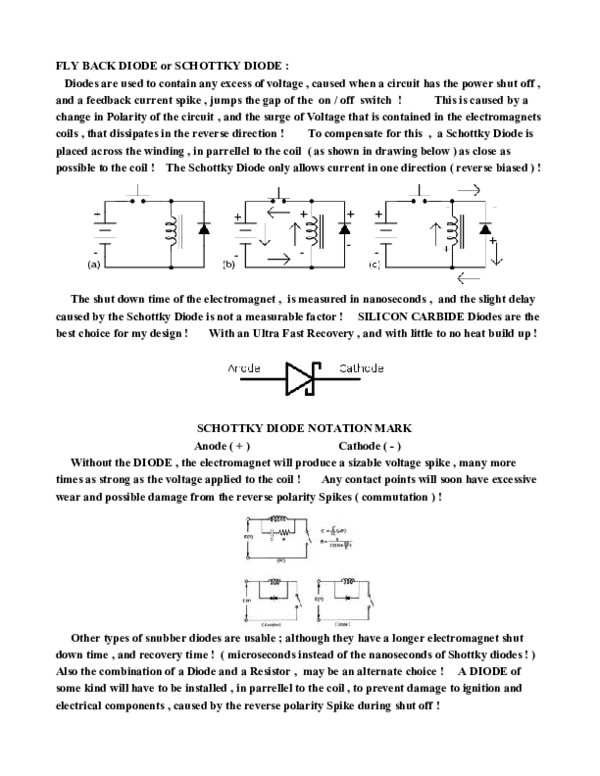 (PDF) DIODES to disipate surgeback in a electromagnet Coil