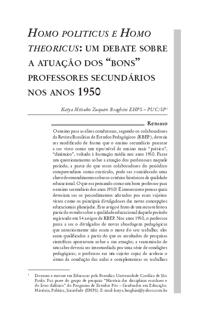 Homo politicus e Homo theoricus: um debate sobre a atuação dos “bons ...