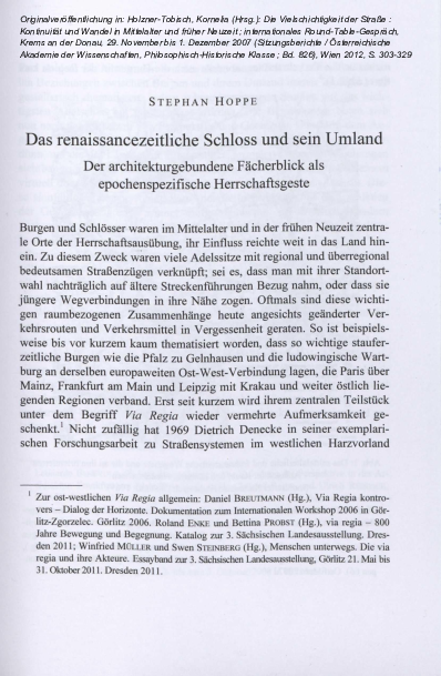 (PDF) Hoppe, Stephan: Das renaissancezeitliche Schloss und sein Umland ...