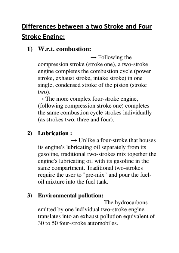 (DOC) Differences between a two Stroke and Four Stroke Engine