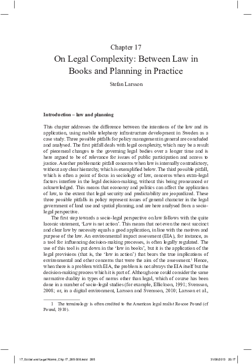 (PDF) On Legal Complexity: Between Law in Books and Planning in Practice