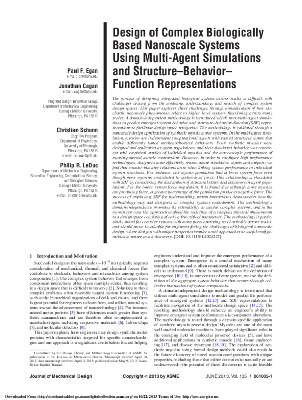(PDF) Design of Complex Biologically Based Nanoscale Systems Using Multi-Agent Simulations and ...