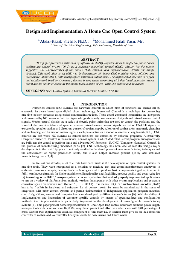 (PDF) Design and Implementation A Home Cnc Open Control System
