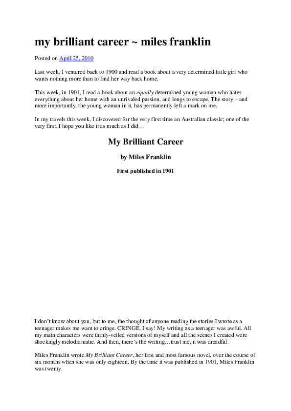 (DOC) my brilliant career