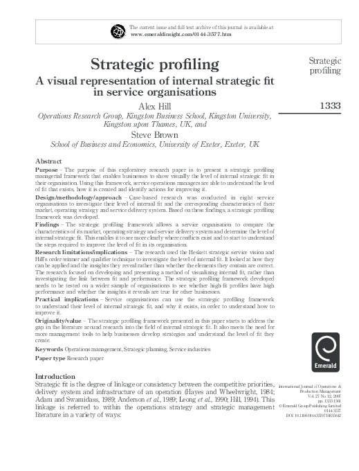 (PDF) Strategic profiling A visual representation of internal strategic ...