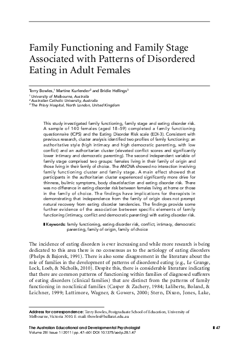 (PDF) Family Dynamics and Eating Disorder Risks in Women