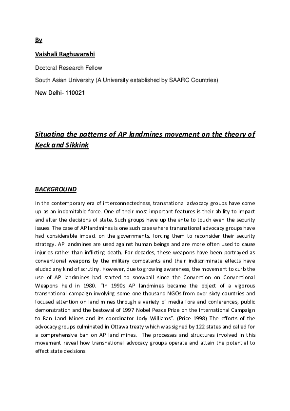 (DOC) Situating the patterns of AP landmines movement on the theory of ...