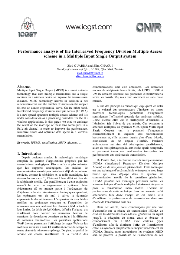(PDF) Performance analysis of the Interleaved Frequency Division Multiple Access scheme in a ...