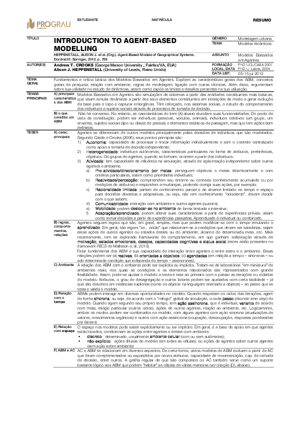 (PDF) FICHA_Introduction to agent-based modelling