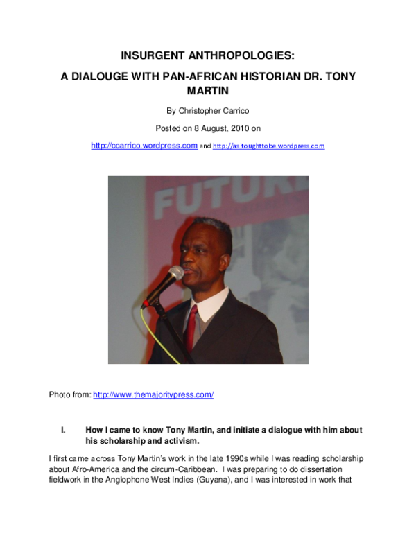 (DOC) A Dialogue with Pan-African Historian Dr. Tony Martin