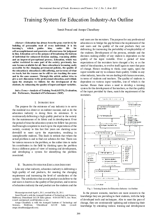 (PDF) Training system for education industry-an outline