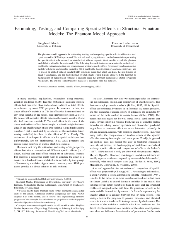 Estimating Testing And Comparing Specific Effects In Structural Equation Models The Phantom