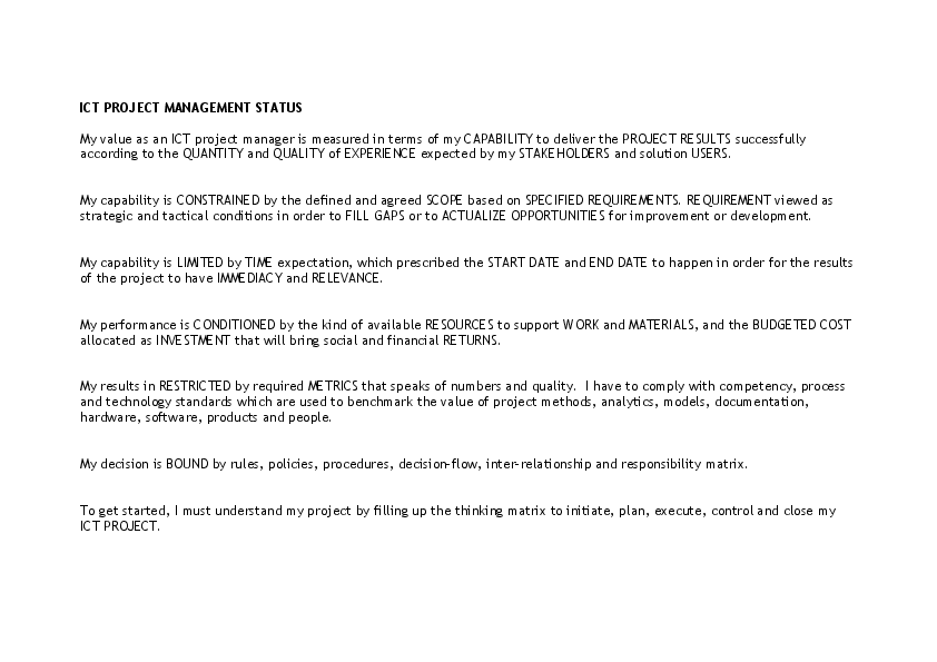 (PDF) ICT PROJECT MANAGEMENT STATUS