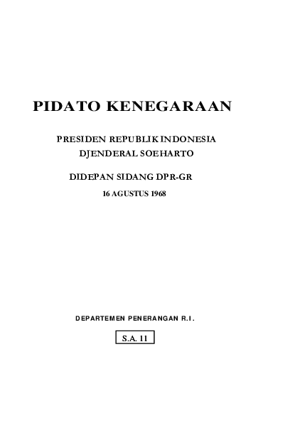 (PDF) PIDATO KENEGARAAN PRESIDEN REPUBLIK INDONESIA DJENDERAL SOEHARTO ...