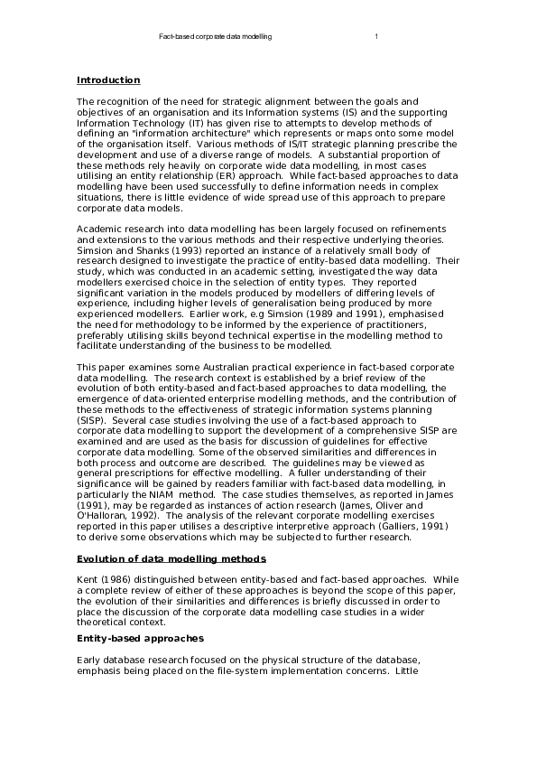 (DOC) Fact-Based Corporate Data Modelling