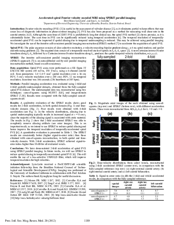(PDF) Accelerated spiral Fourier velocity encoded MRI using SPIRiT parallel imaging