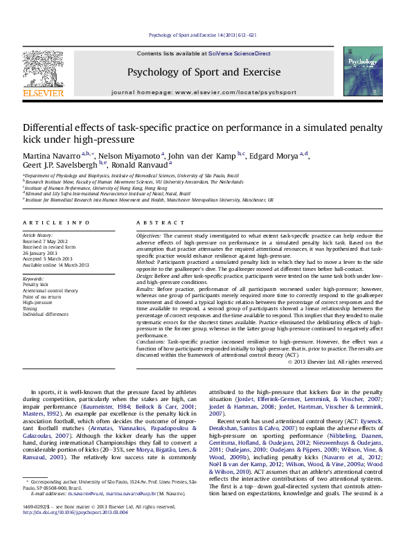 (PDF) Differential effects of task-specific practice on performance in ...
