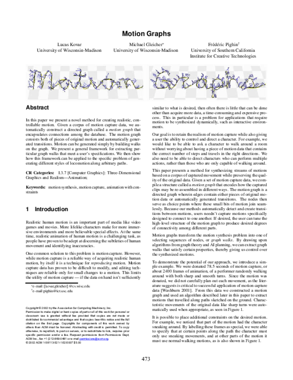 (PDF) Motion Graphs