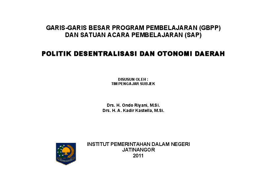 (DOC) GARIS-GARIS BESAR PROGRAM PEMBELAJARAN (GBPP) DAN SATUAN ACARA ...