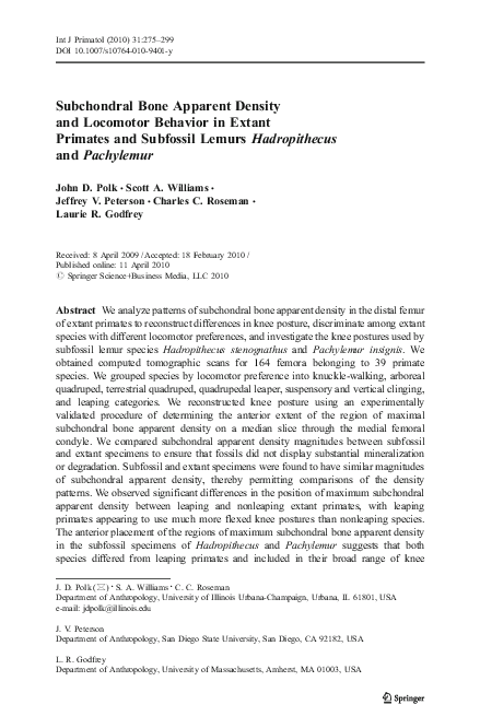 (PDF) Subchondral Bone Apparent Density and Locomotor Behavior in ...