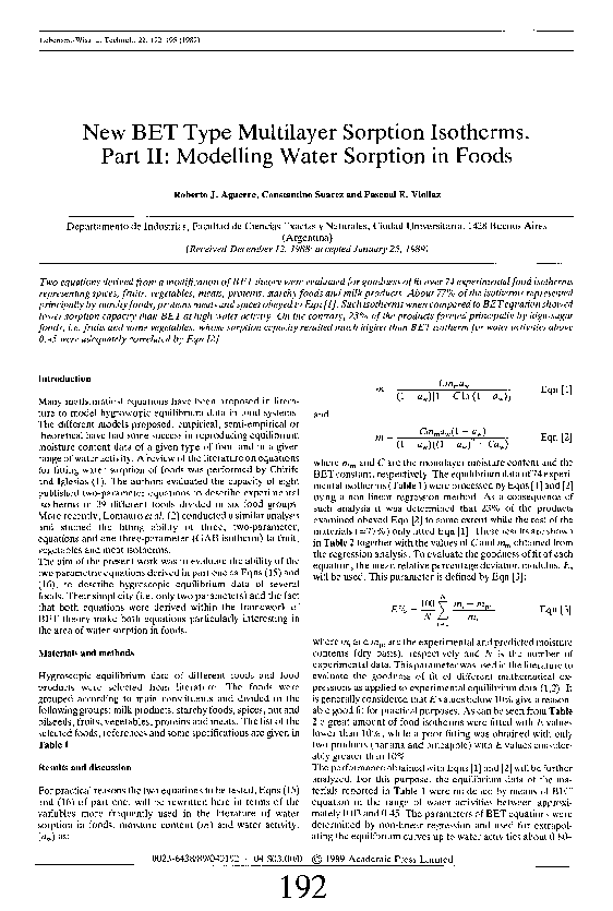 (PDF) New BET Type Multilayer Sorption Isotherms. Part II: Modelling ...