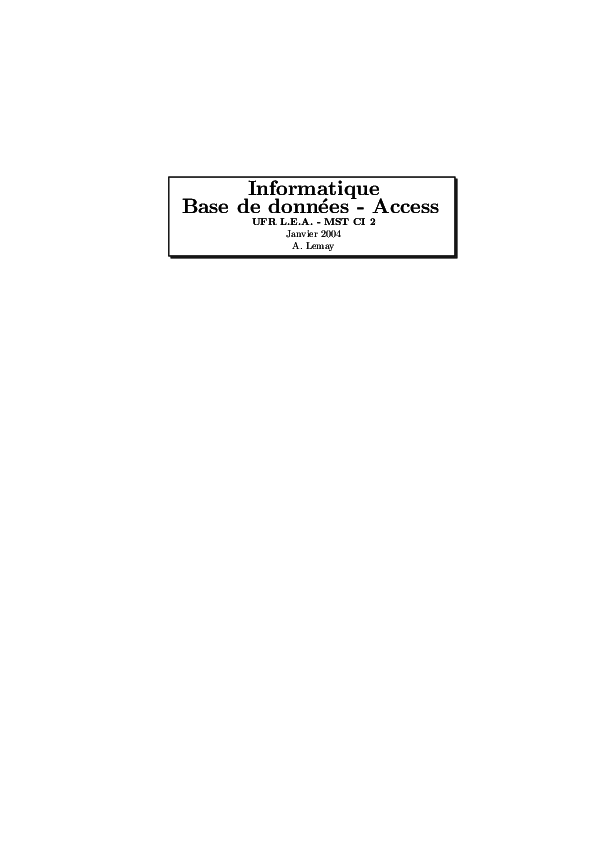 (PDF) Base de données Microsoft Access | Riadh BOUSLIMI - Academia.edu