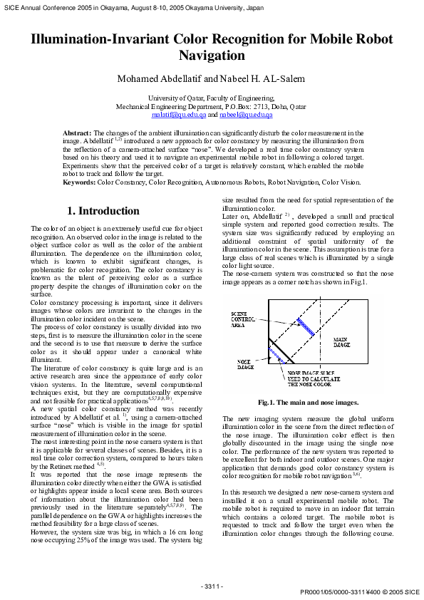 (PDF) Illumination-Invariant Color Recognition for Mobile Robot Navigation