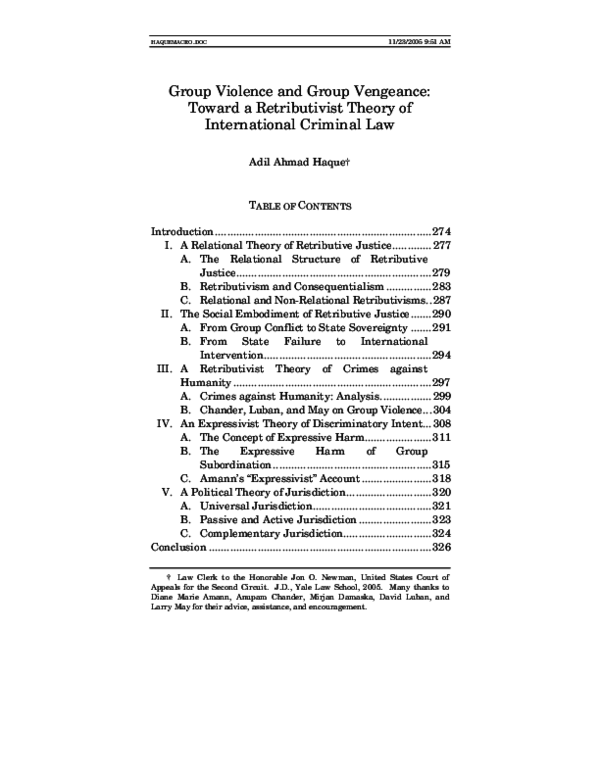 (PDF) Group Violence and Group Vengeance: Toward a Retributivist Theory ...