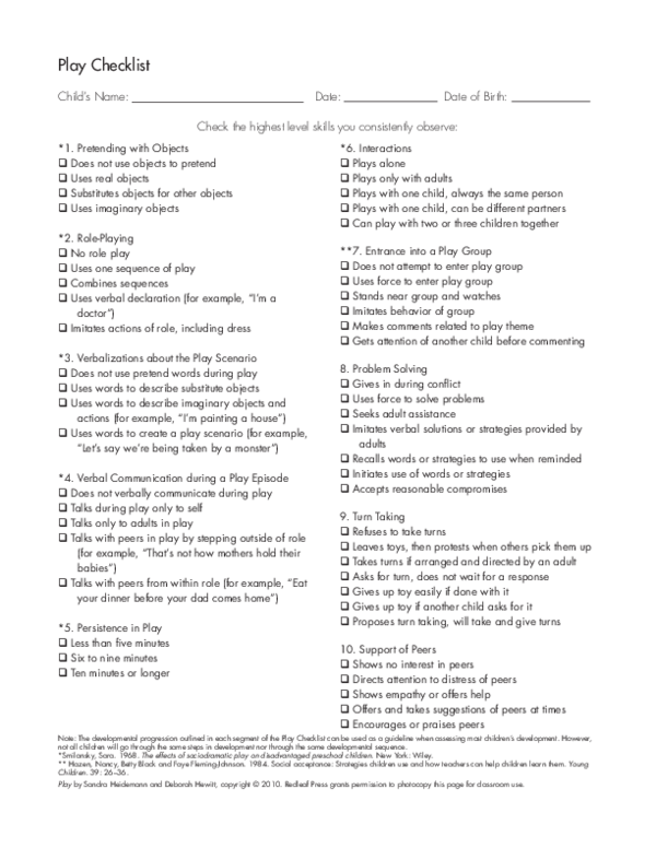 (PDF) Play checklist