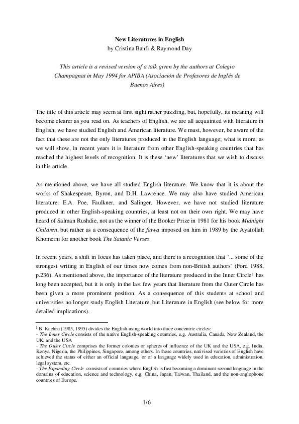(PDF) New Literatures in English