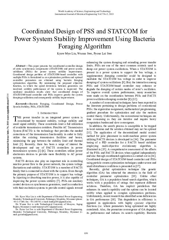 (PDF) Coordinated-Design-of-PSS-and-STATCOM-for-Power-System-Stability-Improvement-Using ...