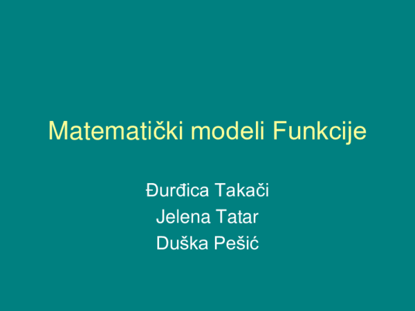 (PPT) Matematicki modeli Funkcije
