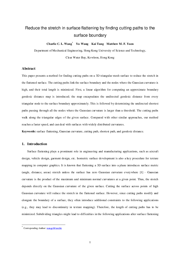 (PDF) Reduce the stretch in surface flattening by finding cutting paths ...