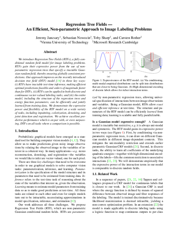(PDF) Regression Tree Fields - An Efficient, Non-parametric Approach to Image Labeling Problems