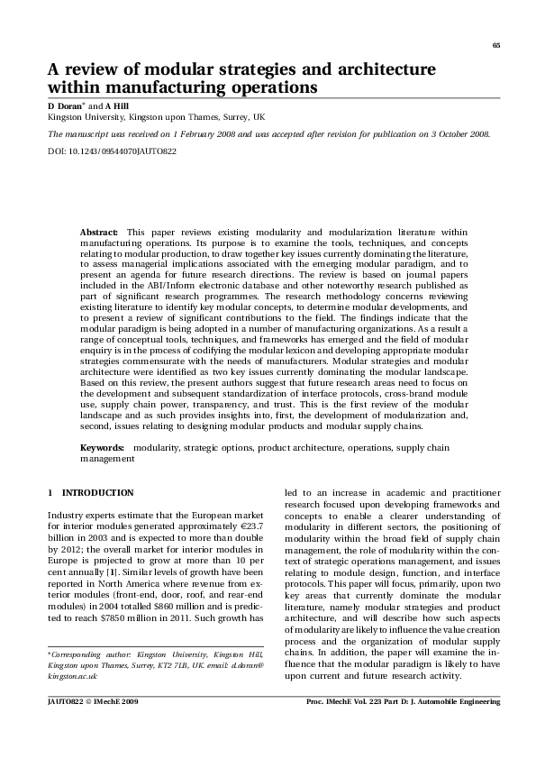 (PDF) A review of modular strategies and architecture within ...