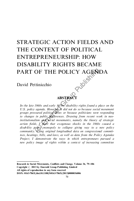 (PDF) STRATEGIC ACTION FIELDS AND THE CONTEXT OF POLITICAL ...