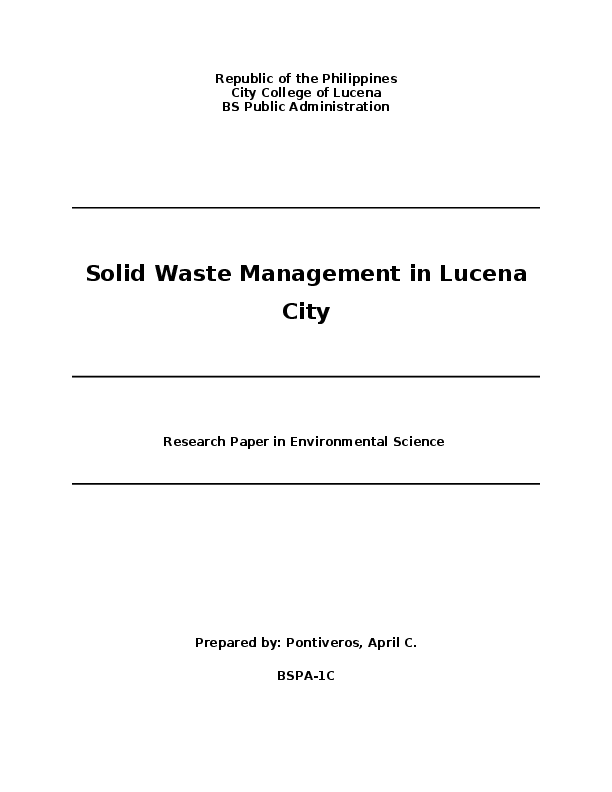 (DOC) SOLID WASTE MANAGEMENT