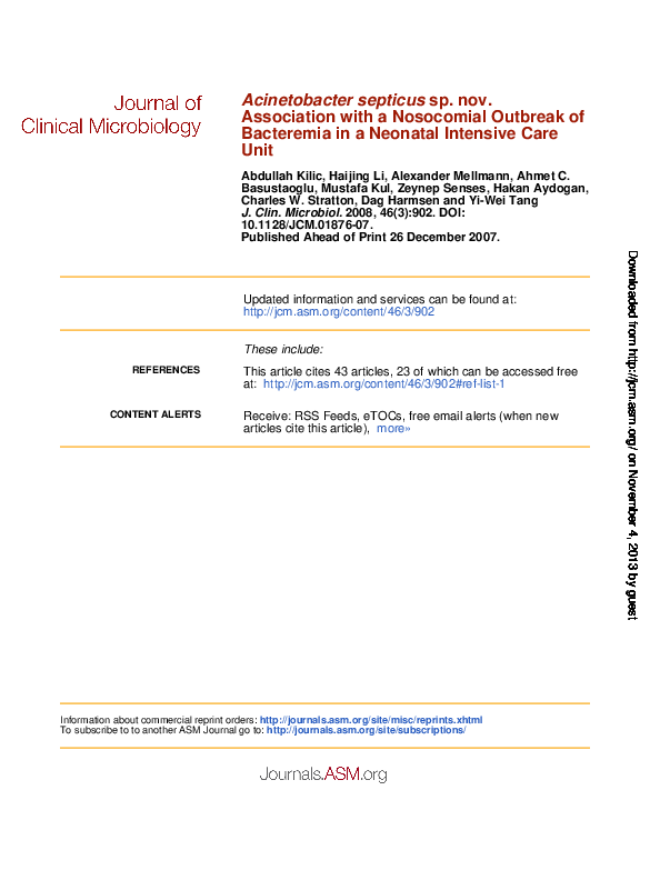 (PDF) Acinetobacter septicus sp. nov. Association with a Nosocomial ...