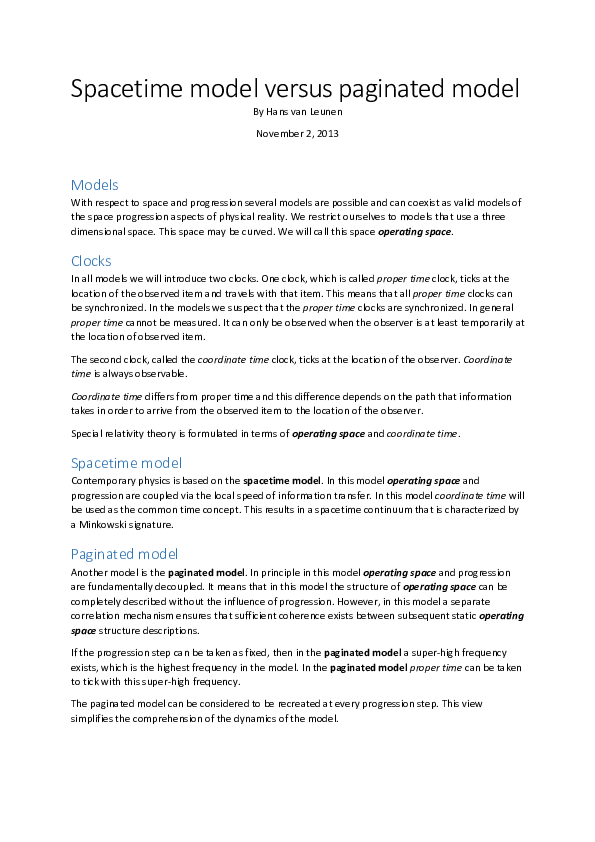 (PDF) Spacetime model versus paginated model