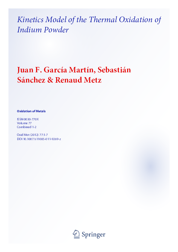 2 3 Oxidation of Metals ISSN 0030-770X Volume 77 Combined 1-2 Oxid Met ...