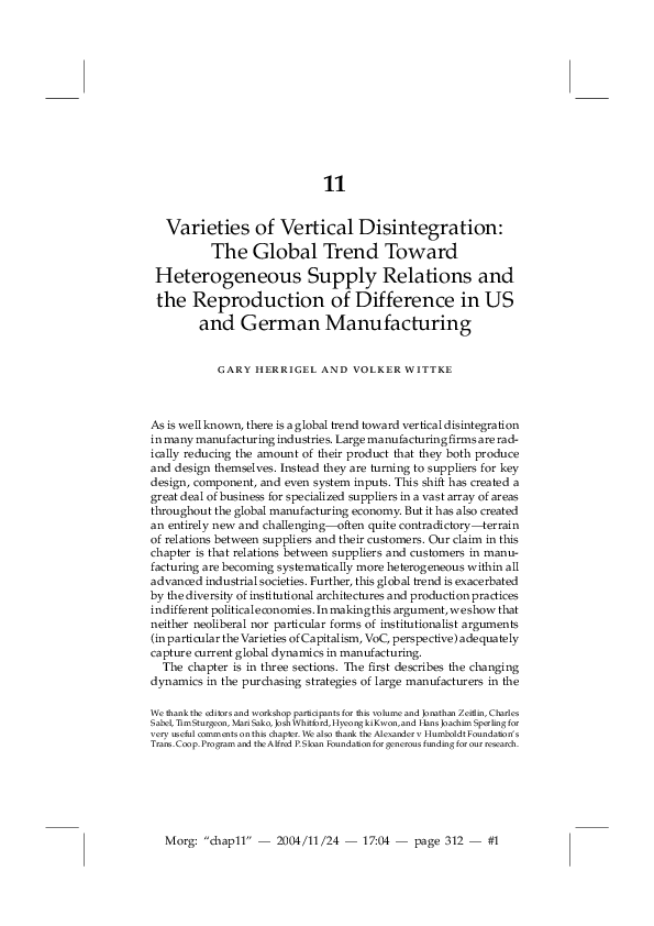 (PDF) Varieties of Vertical Disintegration: The Global Trend Toward ...