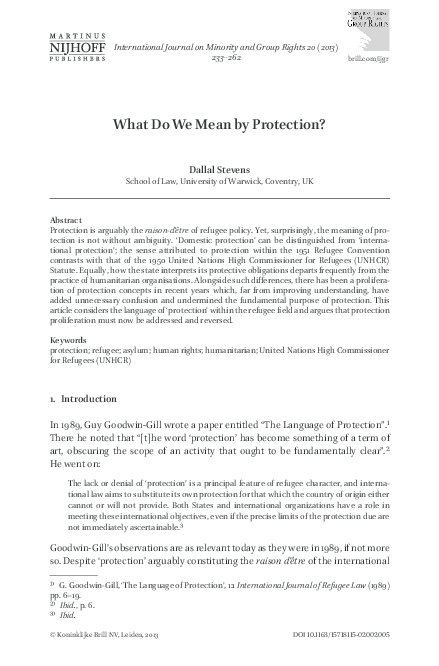(PDF) What do we mean by protection?