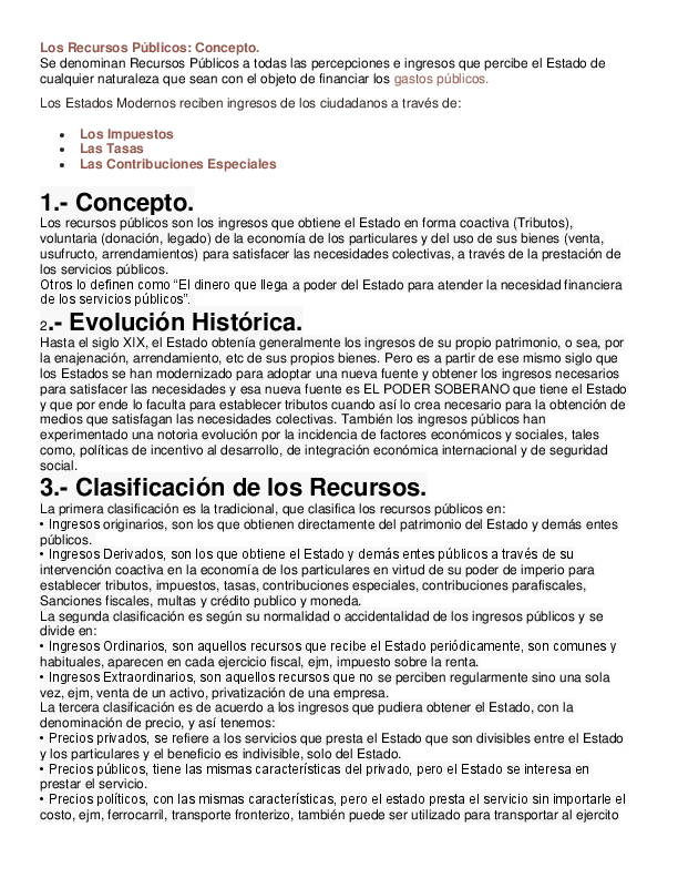 (DOC) Los Recursos Públicos: Concepto