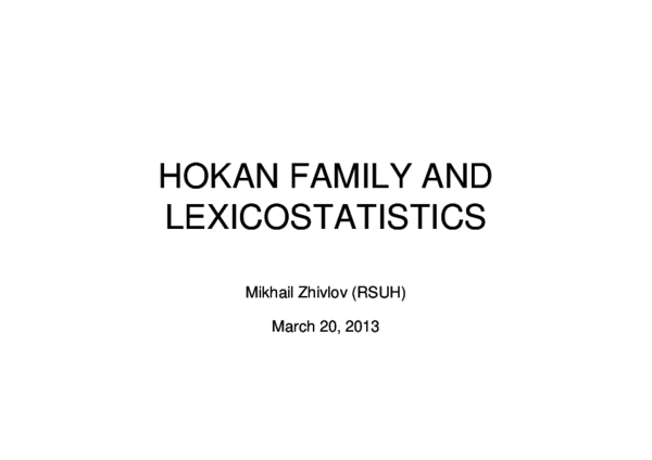 Hokan Family and Lexicostatistics